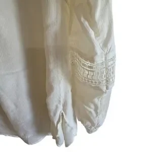 Chico's | Tops | Chicos White Lace Trim Button Front Blouse Mandarin ...